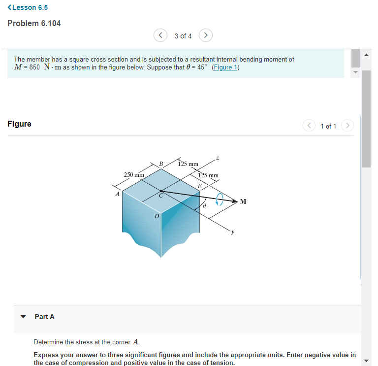 Solved Determine the stress at the corner A . Express your | Chegg.com