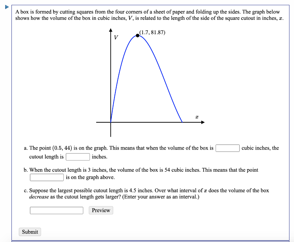 Solved A box is formed by cutting squares from the four | Chegg.com