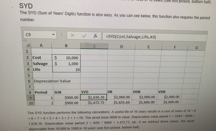 Solved 1) Write a function called sydTable(cost, salvage, | Chegg.com