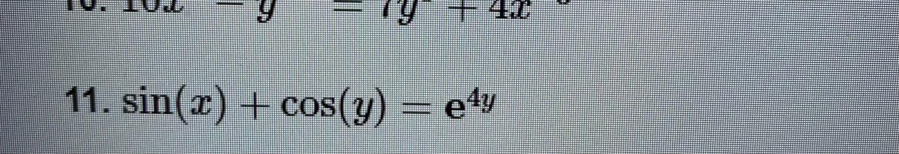 Solved Du 9 11 Sin X Cos Y E4y
