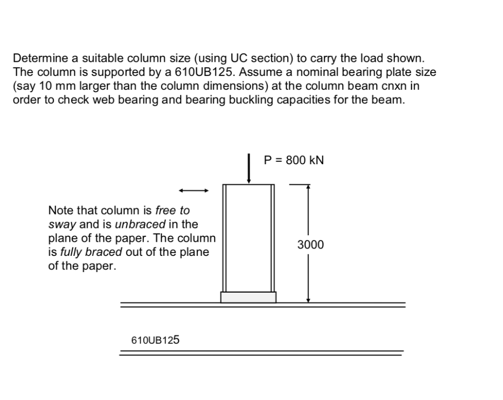 Determine a suitable column size (using UC section) | Chegg.com