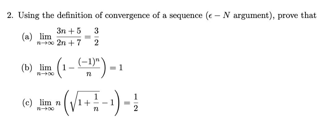 Solved 2. Using the definition of convergence of a sequence | Chegg.com
