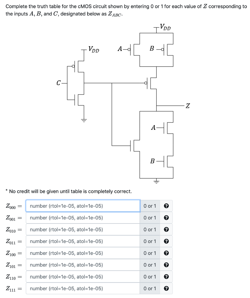 Solved Complete the truth table for the CMOS circuit shown | Chegg.com