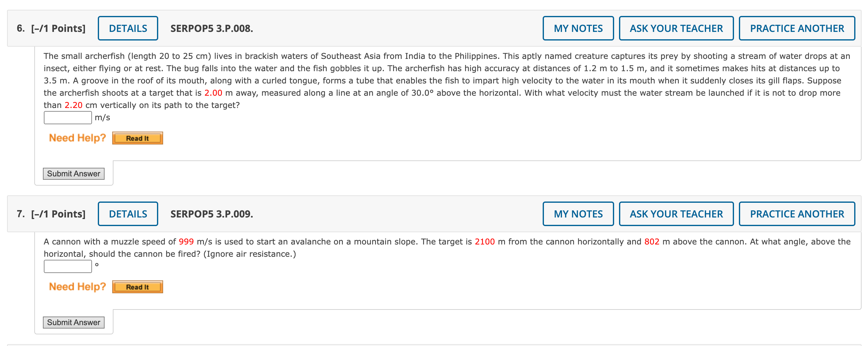 Solved than 2.20 cm vertically on its path to the target? | Chegg.com