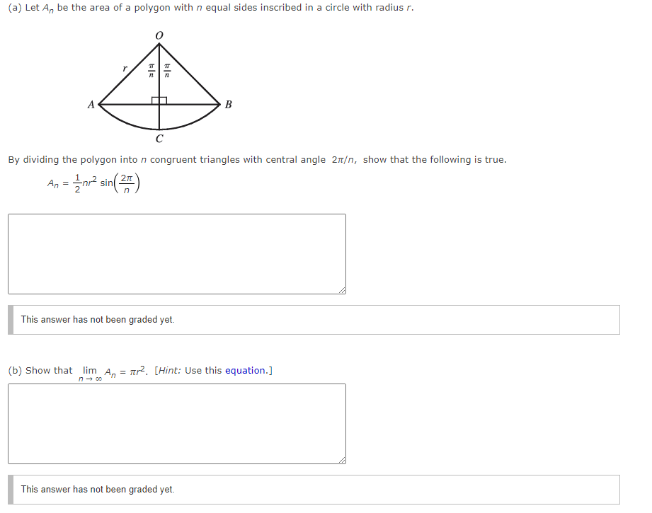 Solved (a) Let An be the area of a polygon with n equal | Chegg.com