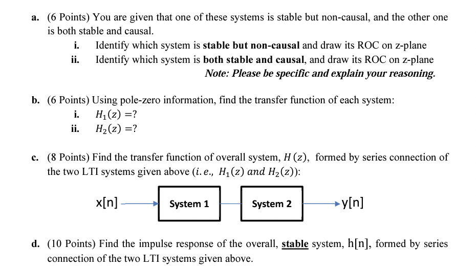 Solved 4. (30 Points) The pole-zero plots of the transfer | Chegg.com