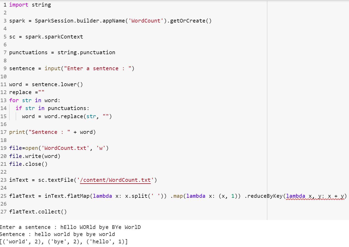Solved 1 import string 2 3 spark = | Chegg.com