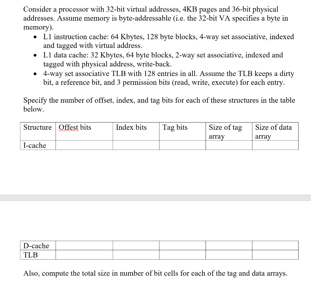 Solved Consider a processor with 32-bit virtual addresses, | Chegg.com