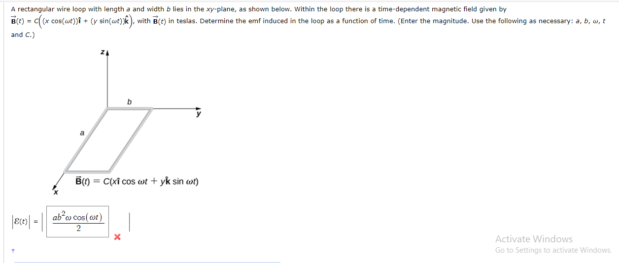 Solved A rectangular wire loop with length a and width b | Chegg.com