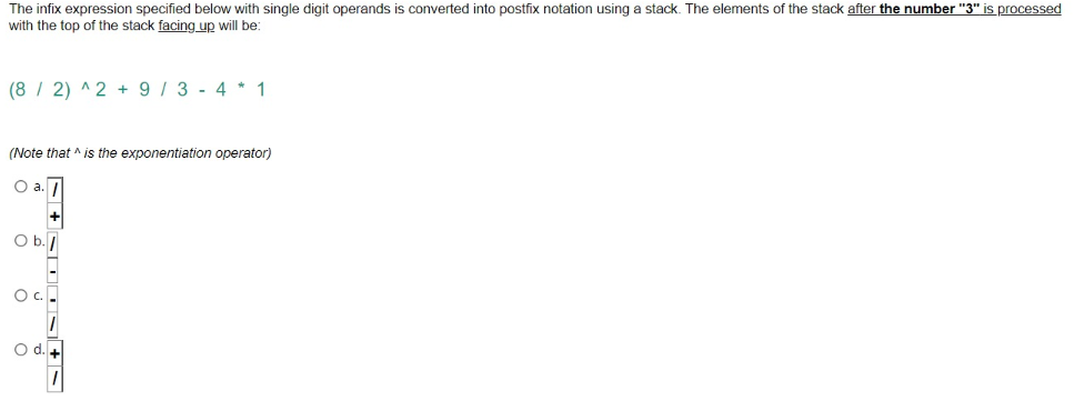 Solved The infix expression specified below with single | Chegg.com