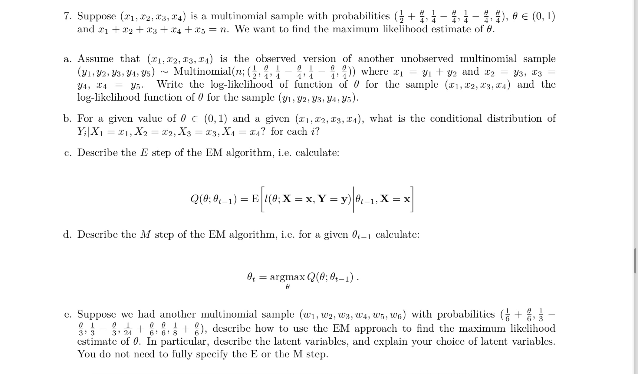 Solved Suppose (x1,x2,x3,x4) is ﻿a multinomial sample with | Chegg.com
