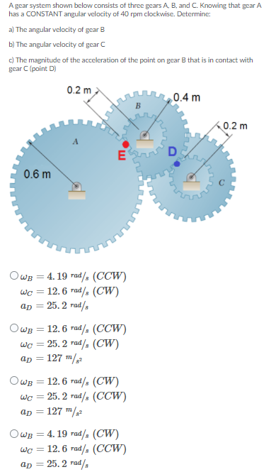 Solved A gear system shown below consists of three gears A, | Chegg.com