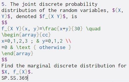 Solved 5. The joint discrete probability distribution of the | Chegg.com