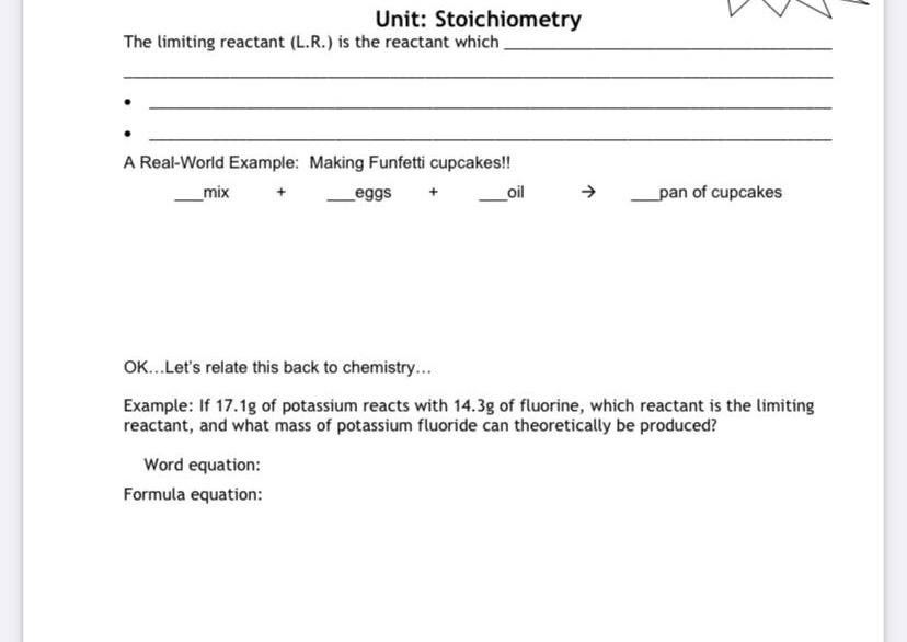 Solved . Unit: Stoichiometry The limiting reactant (L.R.) is | Chegg.com