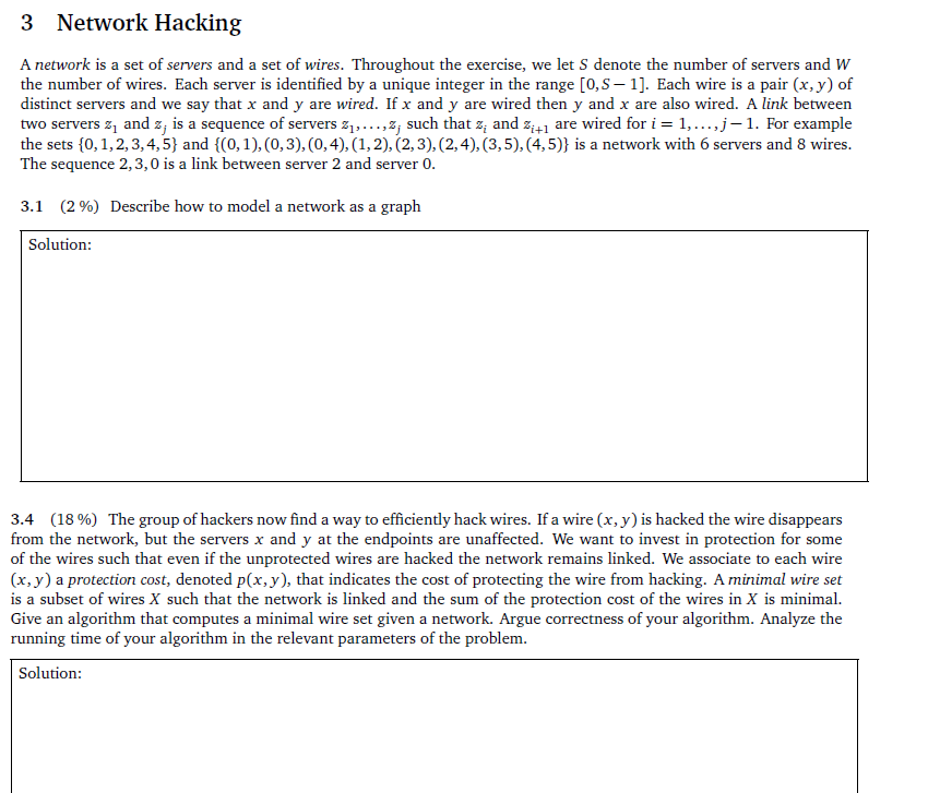 Solved 3 Network Hacking A network is a set of servers and a | Chegg.com