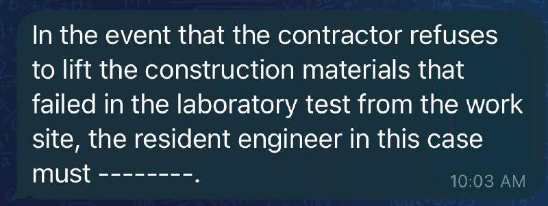Solved In the event that the contractor refuses to lift the | Chegg.com