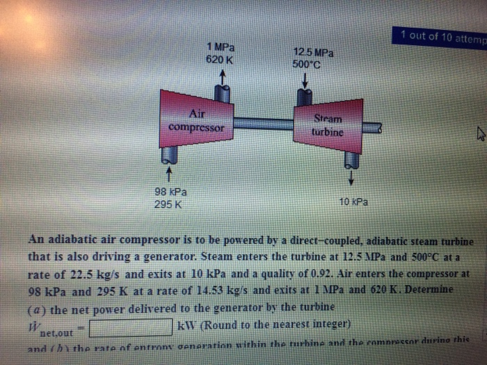 Solved An adiabatic air compressor is to be powered by a | Chegg.com