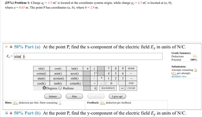 Solved (25%) Problem 1 : Charge q1 3.5 nC is located at the | Chegg.com