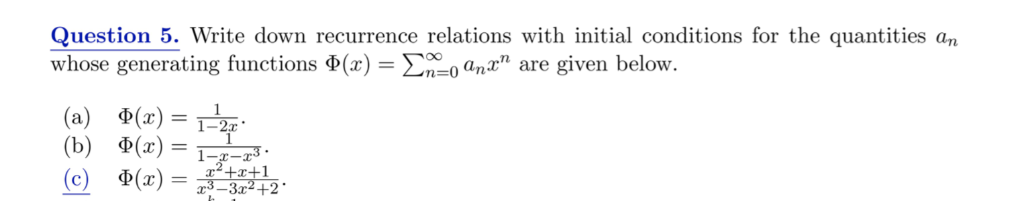 Solved Question 5. Write down recurrence relations with | Chegg.com