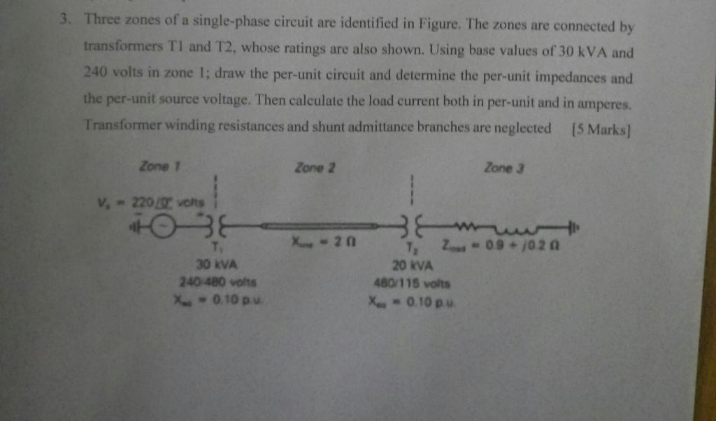 Solved 3. Three zones of a single-phase circuit are | Chegg.com