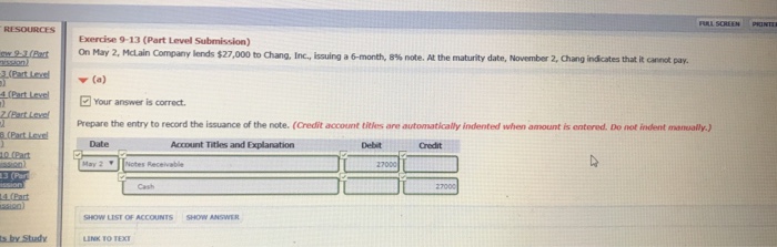 Solved Exercise 9-13 (Part Level Submission) On May 2, | Chegg.com