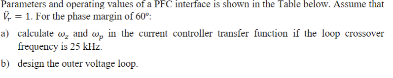 Parameters and operating values of a PFC interface is | Chegg.com