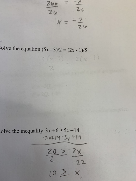 Solved 24 2u olve the equation (5x - 3)2 (2x - 1)/5 2 olve | Chegg.com