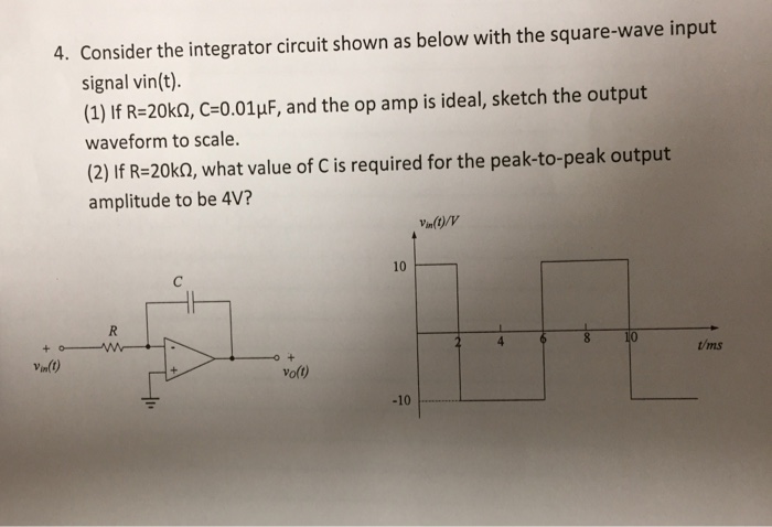 Solved 4. Consider the integrator circuit shown as below | Chegg.com