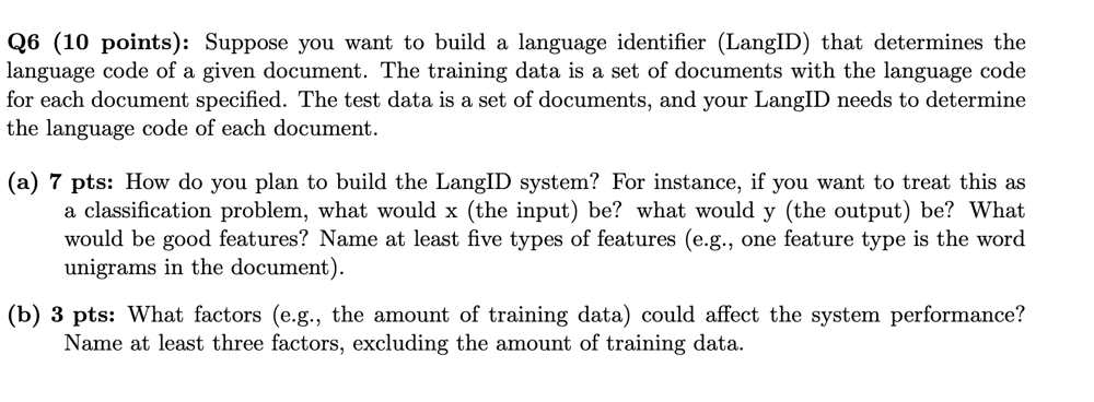 Q6 (10 points): Suppose you want to build a language | Chegg.com