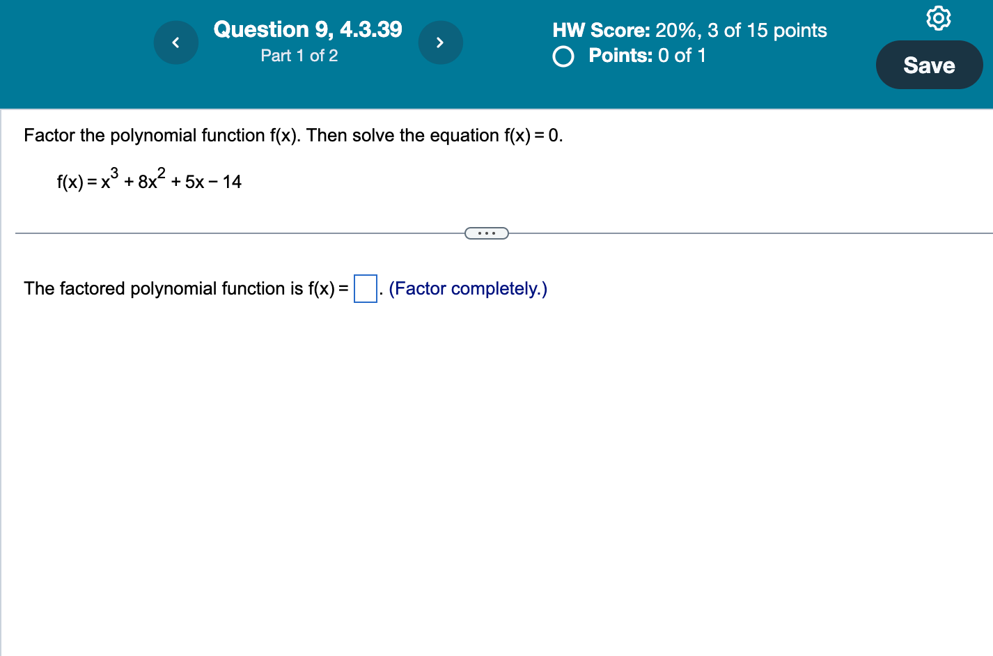 Solved Factor the polynomial function f(x). Then solve the | Chegg.com