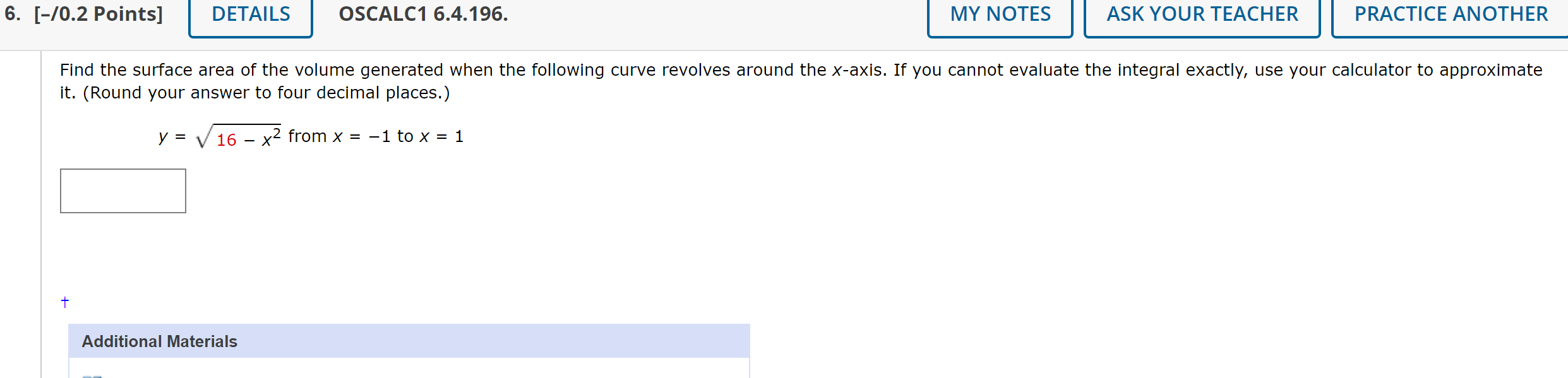 Find the surface area of the volume generated when | Chegg.com