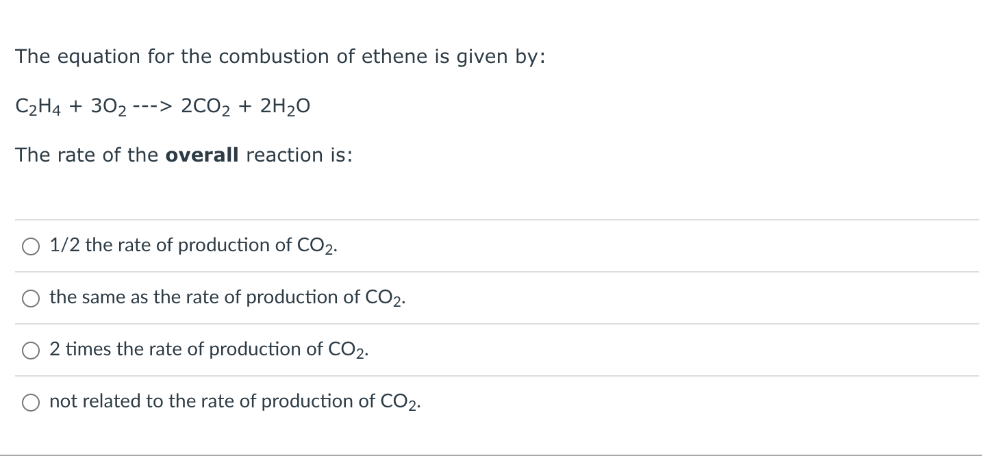 Solved The equation for the combustion of ethene is given | Chegg.com