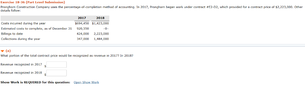 Solved Exercise 18-36 (Part Level Submission) Pronghorn | Chegg.com