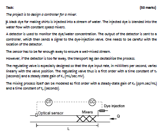 [Solved]: Task: [50 marks] The arojoct is to design a contr