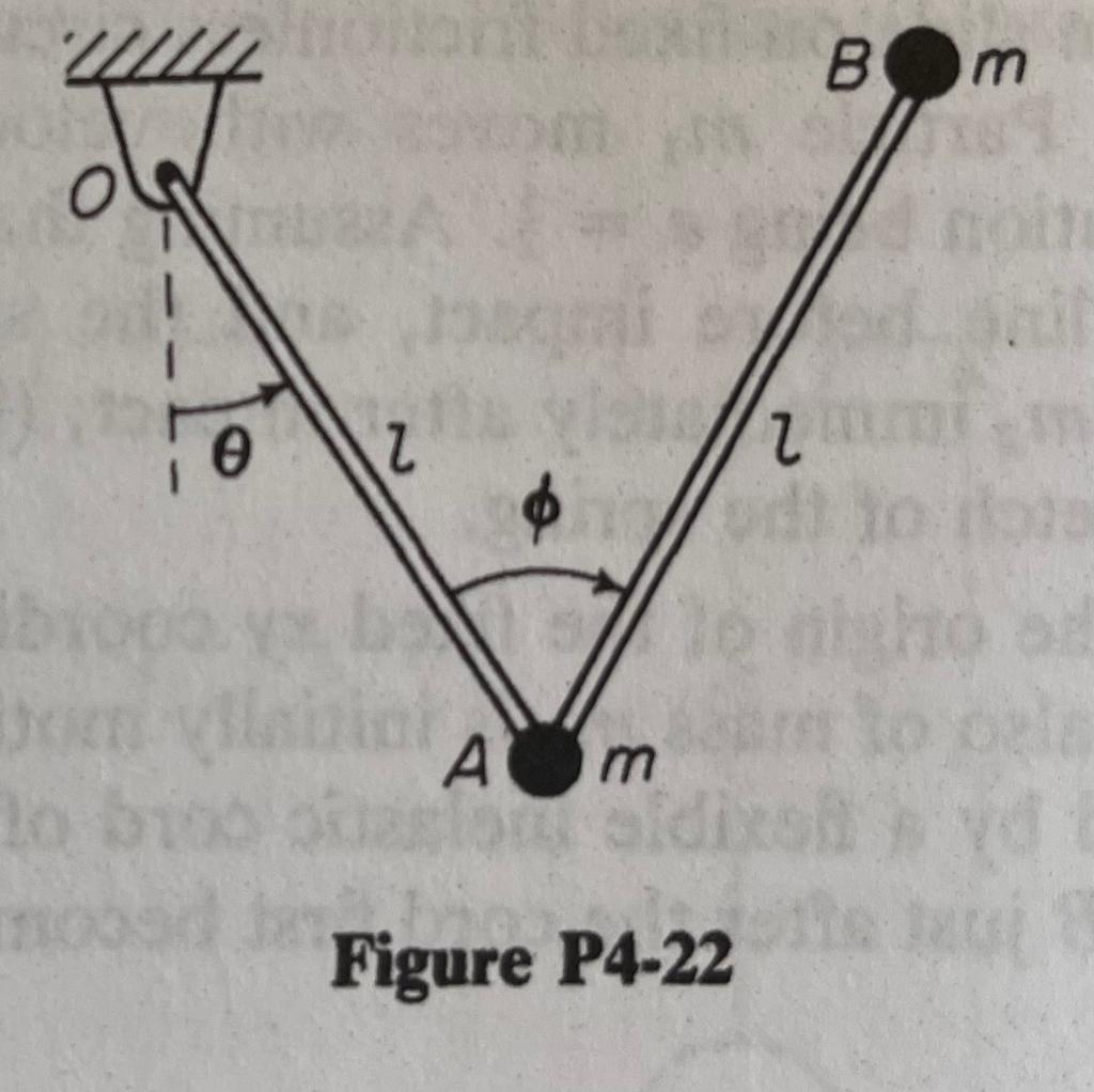 Solved 4-22. Particles A and B, each of mass m, are attached | Chegg.com
