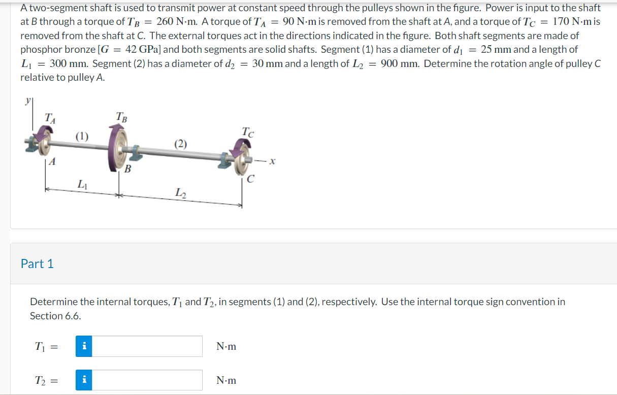 Solved A two-segment shaft is used to transmit power at | Chegg.com