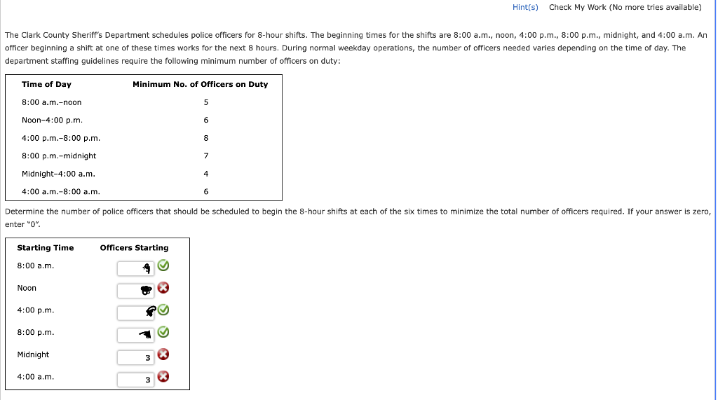 Solved The Clark County Sheriff's Department schedules | Chegg.com