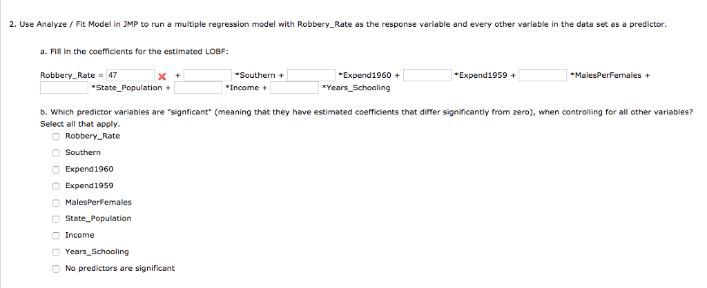 Solved 2. Use Analyze Fit Model in JMP to run a multiple | Chegg.com