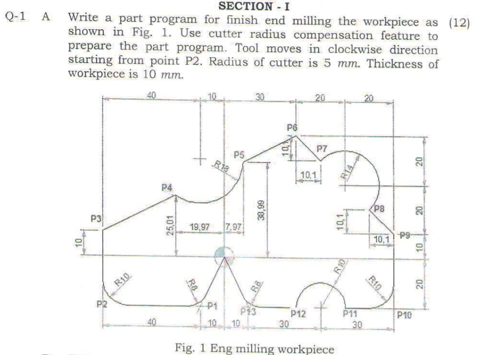 Solved Q-1 A SECTION - I Write a part program for finish end | Chegg.com