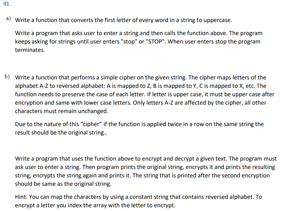 Solved a) Write a function that converts the first letter of | Chegg.com