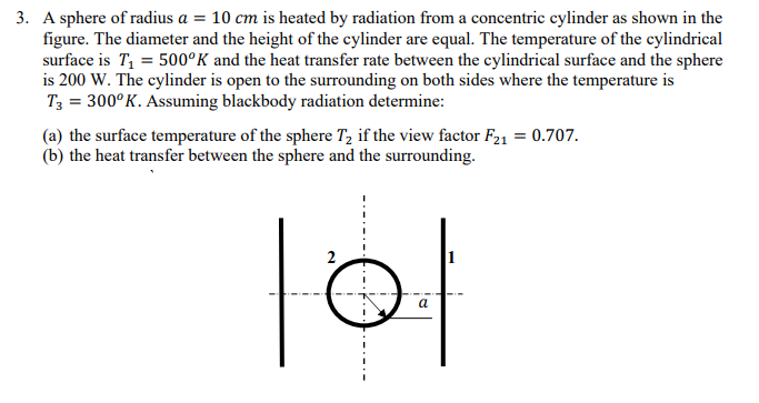 Solved 3. A sphere of radius a = 10 cm is heated by | Chegg.com