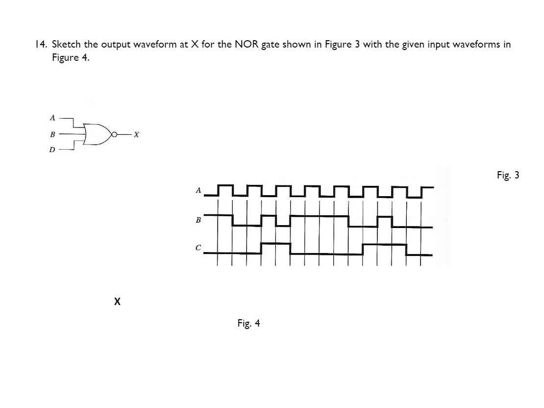 Solved 14 Sketch The Output Waveform At X For The Nor Gate