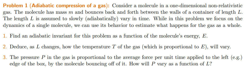 Solved Problem 1 (Adiabatic compression of a gas): Consider | Chegg.com