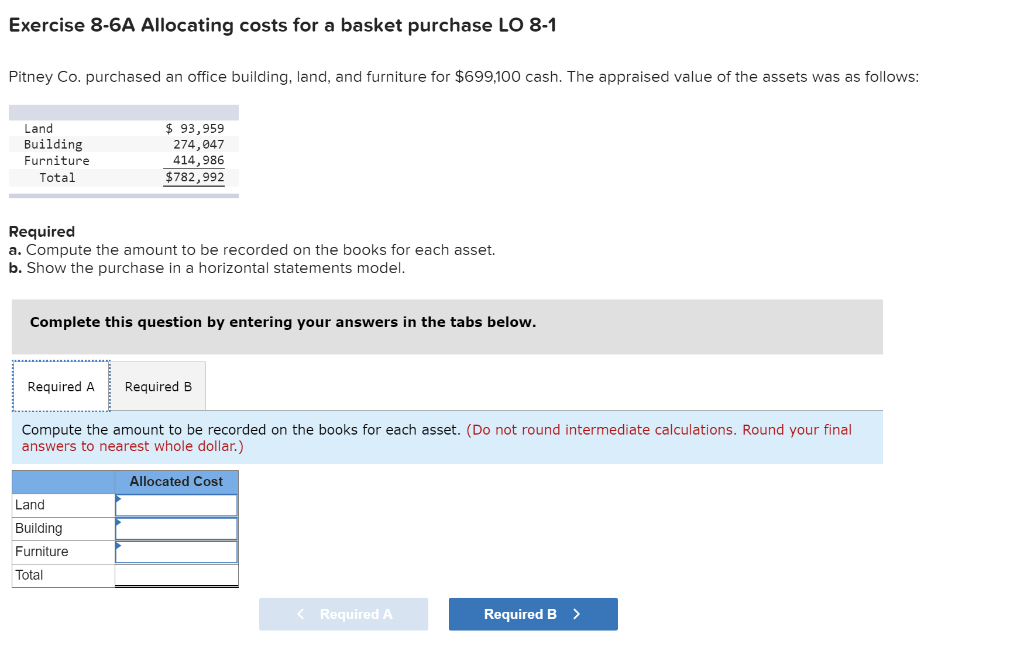Solved Exercise 8-6A Allocating costs for a basket purchase | Chegg.com