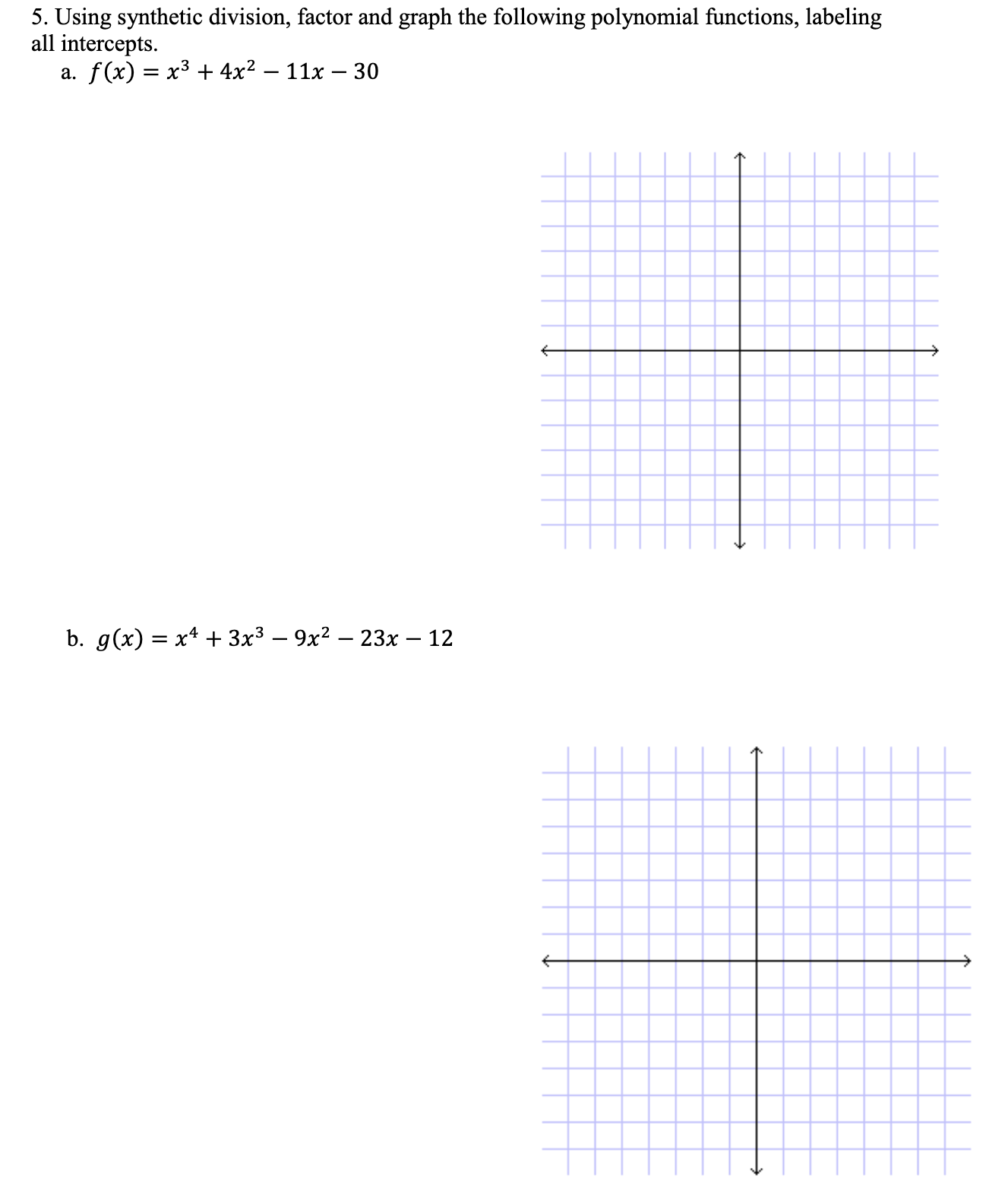 Solved 5. Using synthetic division, factor and graph the | Chegg.com