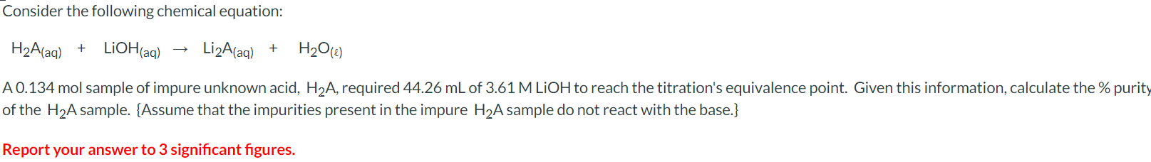 Solved Consider the following chemical equation: H2 | Chegg.com