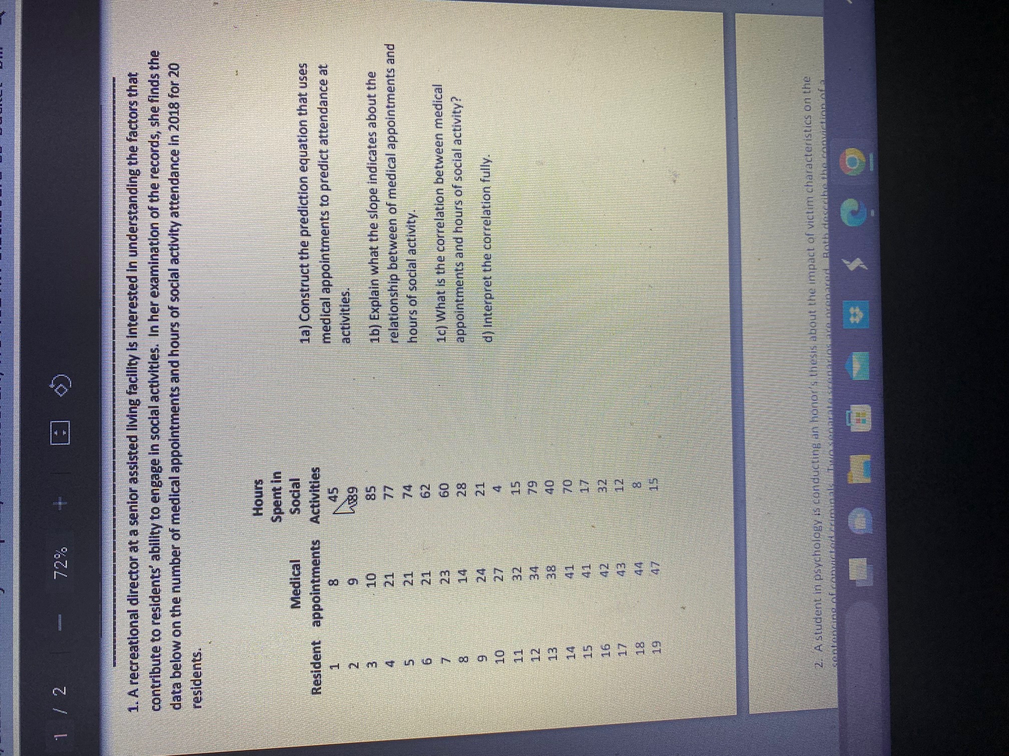 Solved 1. A recreational director at a senior assisted | Chegg.com