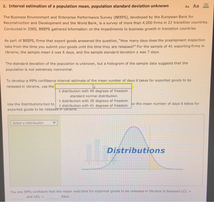 Solved 2. Interval estimation of a population mean, | Chegg.com