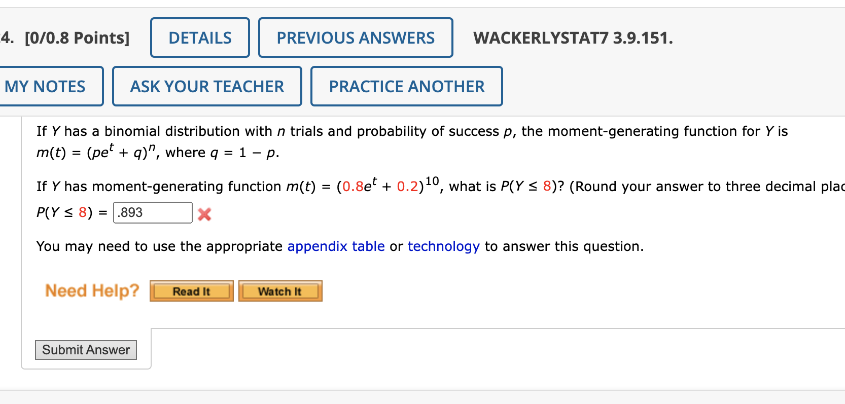 Solved If Y has a binomial distribution with n trials and | Chegg.com