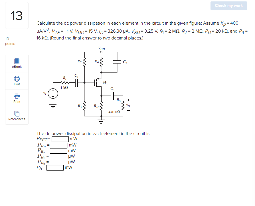 Solved Calculate the dc power dissipation in each element in | Chegg.com